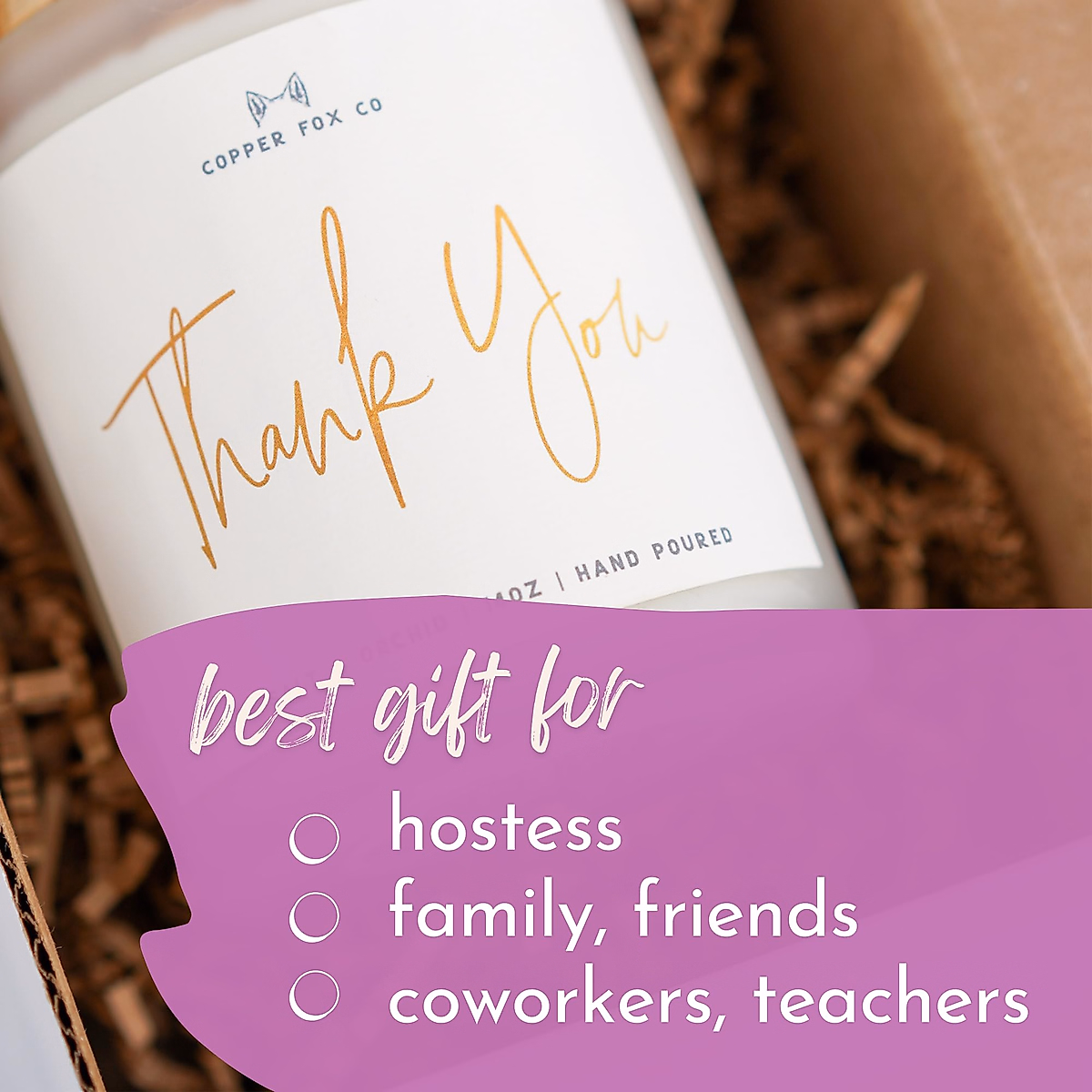 Thank you Candle for Women | Boss Small Thank You Gift Idea | Natural Soy Candle 14 oz Floral Scented Candle | Thank You Gifts for Host Men Coworkers Friend Hostess Teacher Appreciation Gifts Nurse