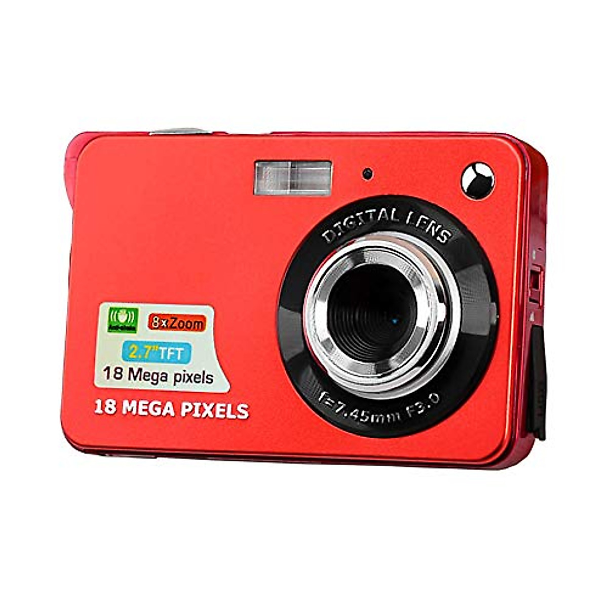 Explopur Digital Camera Mini Pocket Camera 18MP 2.7 Inch LCD S n 8X Zoom Smile Capture Anti-Shake with Battery