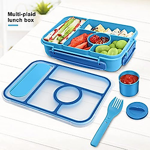 Dagugu Lunch Box Kids,Bento Box Adult Lunch Box,Lunch Box Containers for Adults/Kids/Toddler,5 Compartments Bento Lunch Box with Leakproof Sauce Vontainers,Microwave/Dishwasher/BPA Free(Blue)