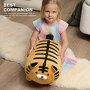 Onsoyours Cute Plush Tiger Doll Stuffed Fluffy Tiger Plush Toy Soft Animal Plush Pillow for Kids (Brown Tiger, 17.7")
