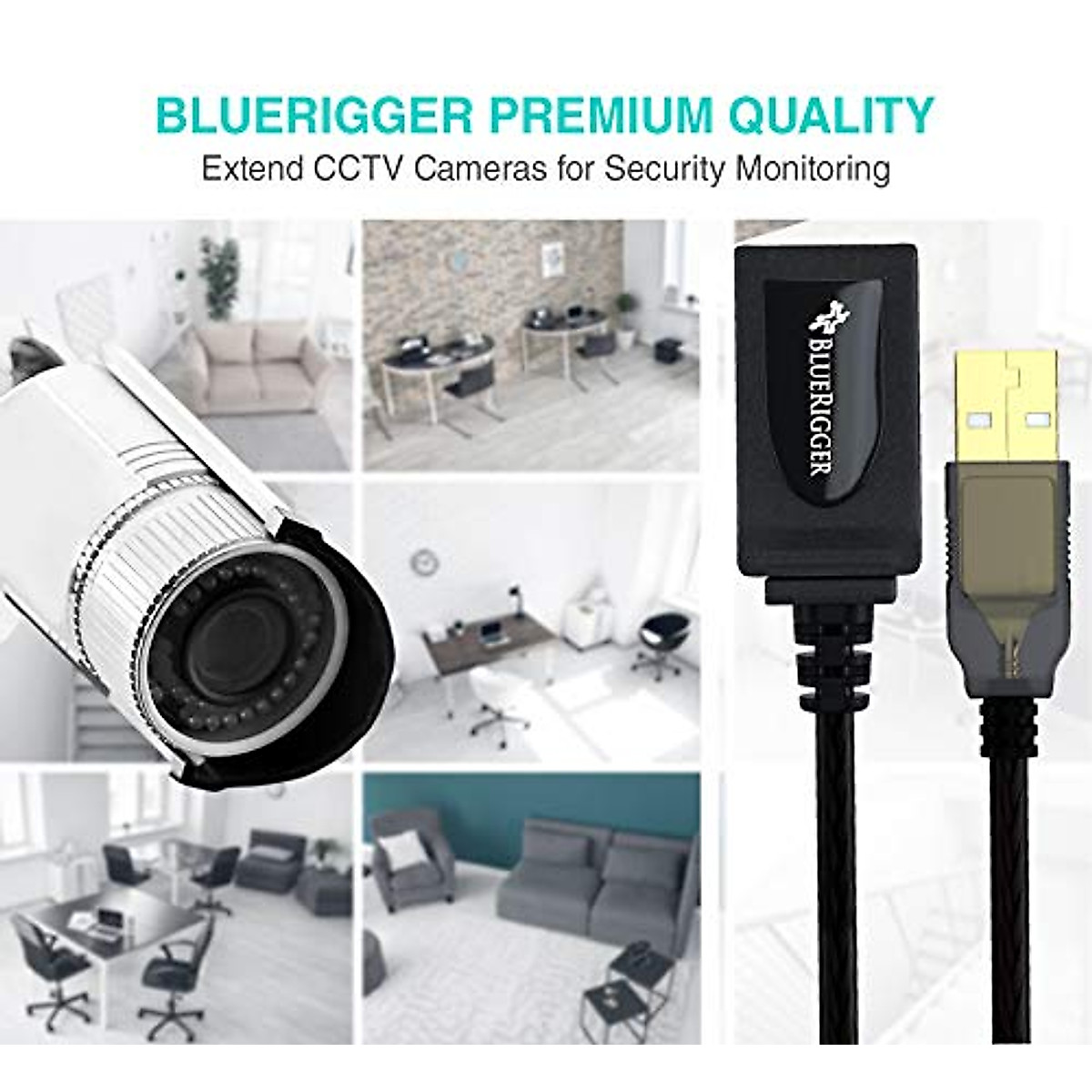 BlueRigger USB 2.0 Type A Male to A Female Active Extension/Repeater Cable - 32 Feet (10M)