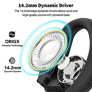 TOZO Open Buds Lightweight True Wireless Earbuds with Multi-Angle Adjustment, Bluetooth 5.3 Headphones with Open Ear Dual-Axis Design for Long-Lasting Comfort, Crystal-Clear Calls for Driving, Black