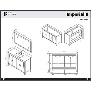 Fine Fixtures Imperial Collection 60" Double Bathroom Vanity Cabinet Set, White Ashtree