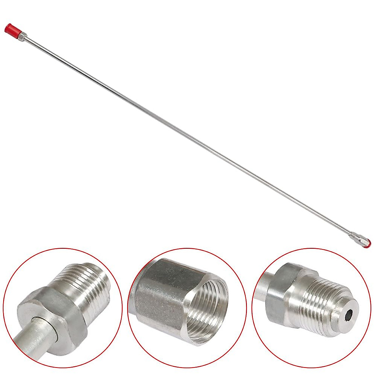 59Inch Airless Paint Sprayer Tip Extension Pole, Spray Gun Tip Extension Rod with Red Guard