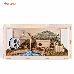 Niteangel Bigger World - MDF Aspen Terrarium for Hamster Gerbils Mice Lemming Degus or Other Small-Sized Pets(30 x 15 x 17.7 inches, Burlywood)