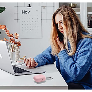 IMIVIO Airpods Pro 2 Case Cover 2022/Pro 2019, Soft Silicone Protective Charging Cover Skin Compatible Apple Airpods Pro 2nd/1st Generation Case for Women Men with Keychain, Front LED Visible (Pink)