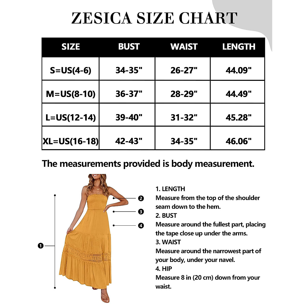 ZESICA Women's 2025 Summer Bohemian Strapless Off Shoulder Lace Trim Backless Flowy A Line Beach Long Maxi Dress,Yellow,Large