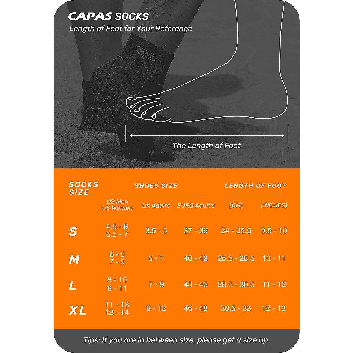CAPAS 2mm Neoprene Socks, Beach Volleyball Sand Proof Socks, Wetsuit Diving Socks Keep Warm for Men Women