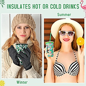 9 Pcs Iced Coffee Cup Sleeve with Handle Reusable Neoprene Insulated Sleeves 30 oz Tumbler Sleeve Insulated Drink Sleeve Cup Cover Holder Tea Cup Sleeve for Cold Drinks Hot Beverages (Flamingo)