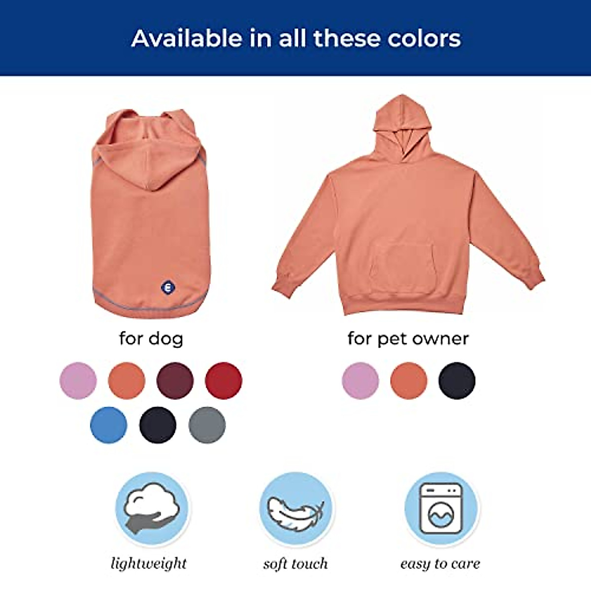 Blueberry Pet Essentials Men's Women's Better Basic Cotton Blend Hoodie Sweatshirt for Pet Parents Owners in Midnight Blue, X-Large, Matching Dog Sweatshirt Available Separately