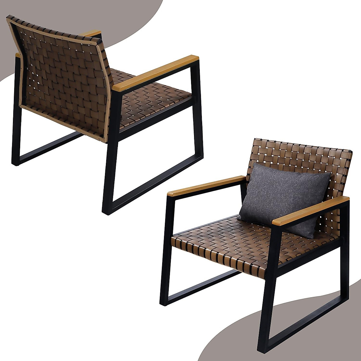 ENSTVER 3-Piece Wicker Patio loveseat Furniture Conversation Set,Outdoor loveseat with Coffee Table for Backyard, Porch, Deck, Garden