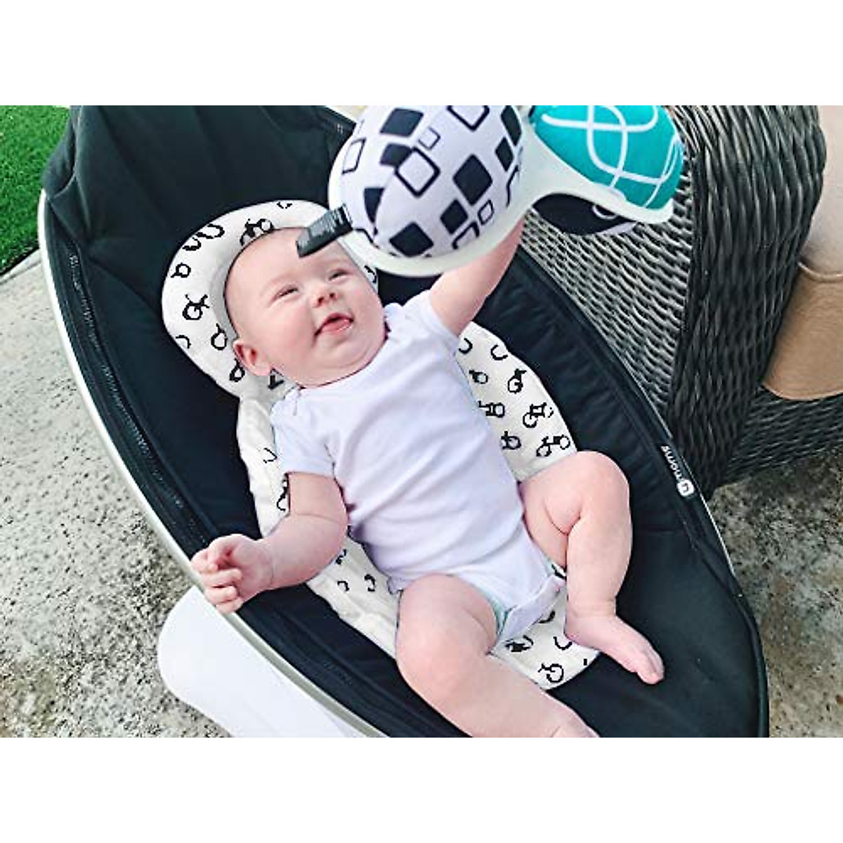 Infant Insert Compatible with 4Moms Mamaroo & Rockaroo – Car Seat Insert 2 Pack – Reversible Infant Car Seat Insert – Soft Plush Minky Car Seat Head Support Insert