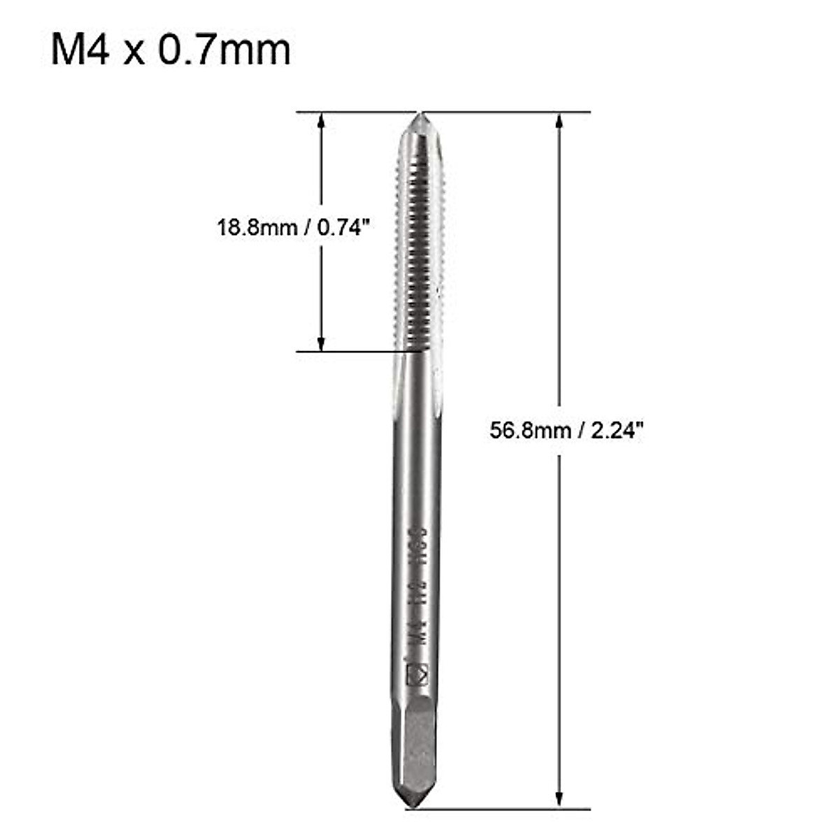 uxcell Metric Machine Tap M4 x 0.7mm H2 High Speed Steel 3 Straight Flutes Screw Tapping Threading Machinist Repair DIY Tool 2pcs