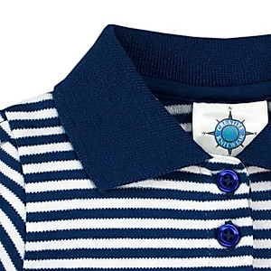 College Baby Striped Game Day Polo Dress with Bloomer - Syracuse Orange Block S Logo - Navy/White - 12 Months