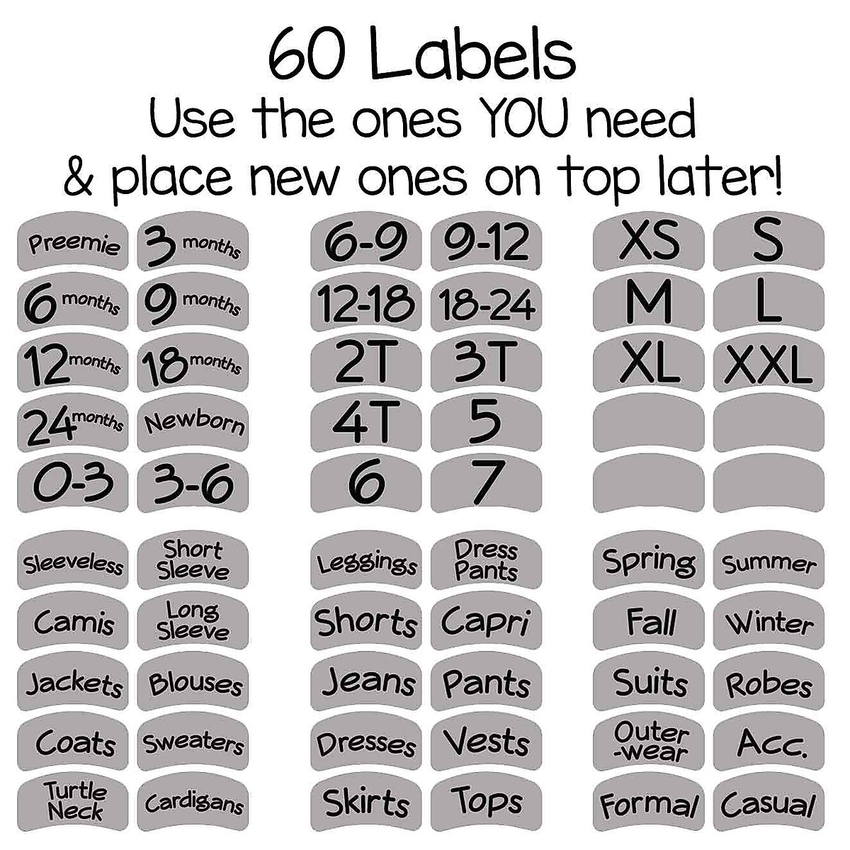 6 Baby Closet Dividers Boy Safari Animals Nursery Clothing Rod Organizer (Gray, 1.5" Rod)