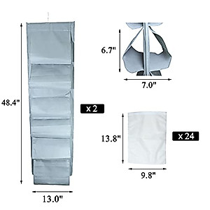 asoqwal 2 Pack 12 Large Pockets Hanging Shoe Organizer for Closet with Roating Hanger for Storage Mens Shoes,Kids Clothes,Also can used as Travel shoe rack hanging,Grey