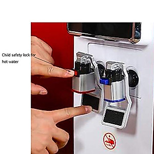 Water Cooler Faucet,Water Dispenser Spigot,Push Style with Child Safety Lock for Ro System Adaptor Hot Cold Water,2 Pieces Plastic,Red/Blue