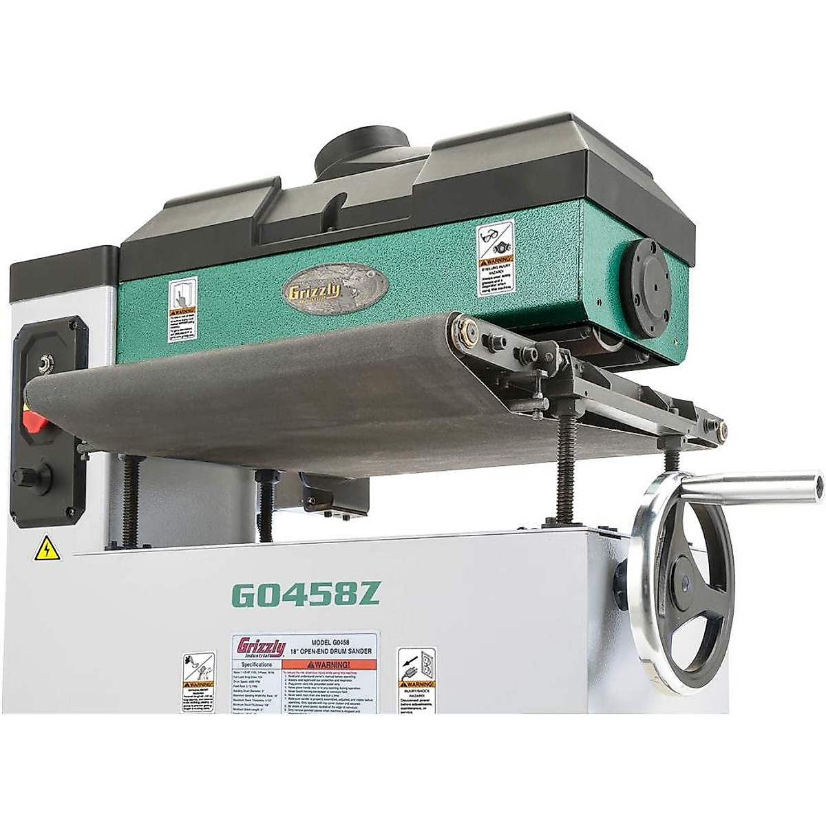 Grizzly Industrial G0458Z - 18" 1-1/2 HP Open-End Drum Sander w/VS Feed