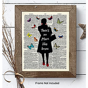 Wizard of Oz Quote, Dictionary Art, Theres No Place Like Home - Upcycled 8x10 Poster print for Girl, Kids Room, Bedroom, Nursery - Unique Gift for Dorothy, Fans - Unframed Photo Print