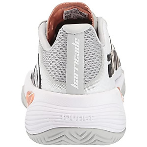 adidas Women's Barricade 12 Tennis Shoe, White/Silver Metallic/Ambient Blush, 8