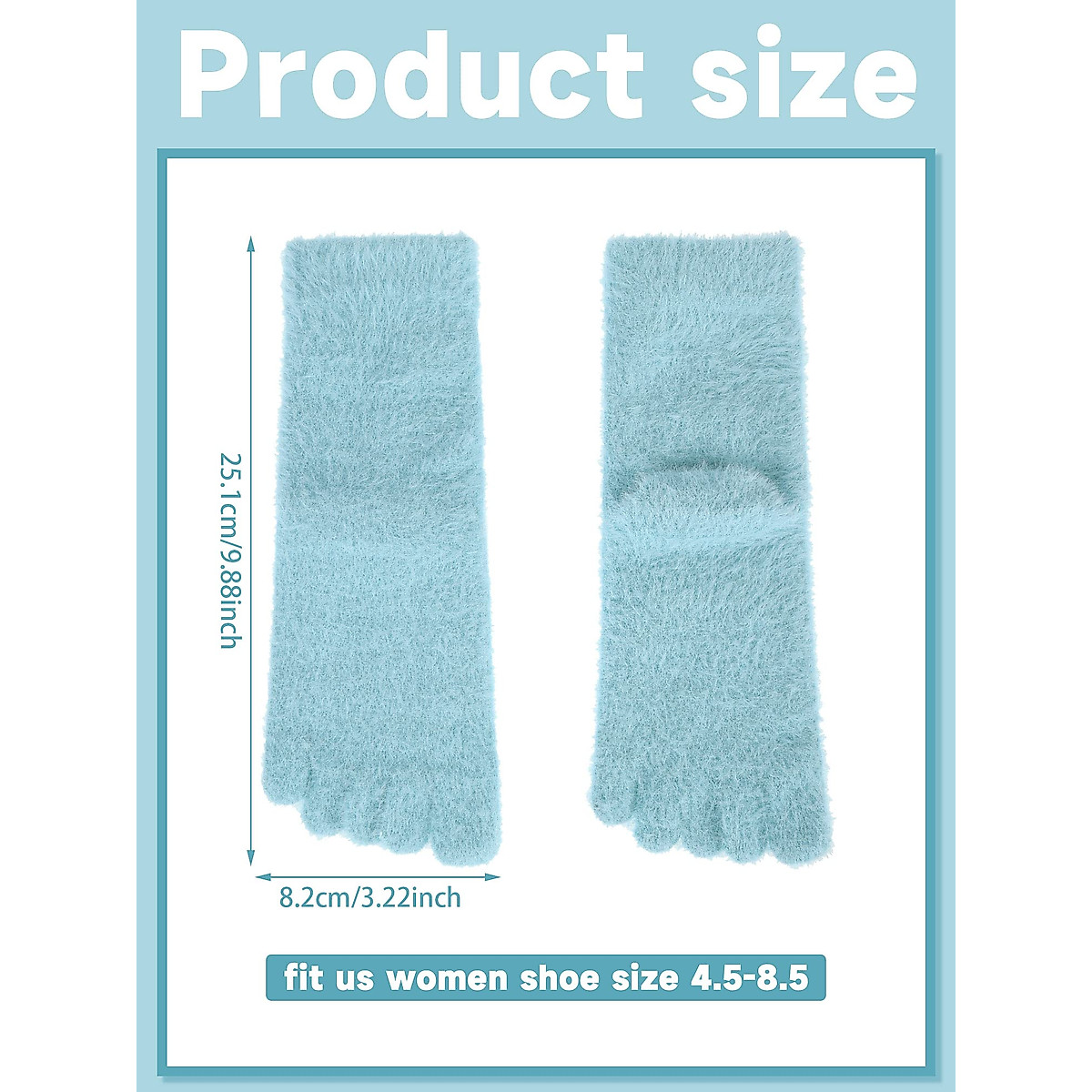 Bencailor 4 Pair Women's Toe Socks Colorful Toe Separator Socks Fuzzy Warm Five Toe Sock for Ladies Winter Running(Black, White, Gray Green, Light Gray)