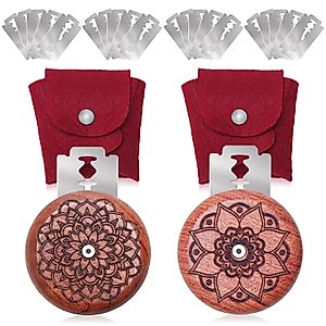 Windspeed 2+20 Pcs Wooden Bread scoring Scoring, Best Bread Lame Cutter For Sourdough Bread Lame Fancy Bread Lame Dough Scoring Tool Include 10 Razor Blades and Felt Pouch