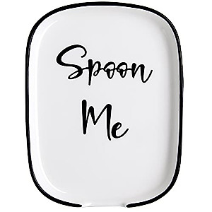 Ceramic Spoon Rest for Stove Top, Large Spoon Holder, Spoon Rest for Kitchen Counter, White Coffee Spoon Rest, Heat-Resistant Cooking Utensil Rest, Modern Kitchen Decor