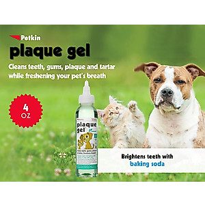 Petkin Plaque Remover Gel – Cleans Teeth and Gums, Removes Plaque and Tartar - Freshens Breath and Whitens Teeth with Baking Soda - Ideal for Daily Use, No Brushing or Rinsing - 4 fl oz
