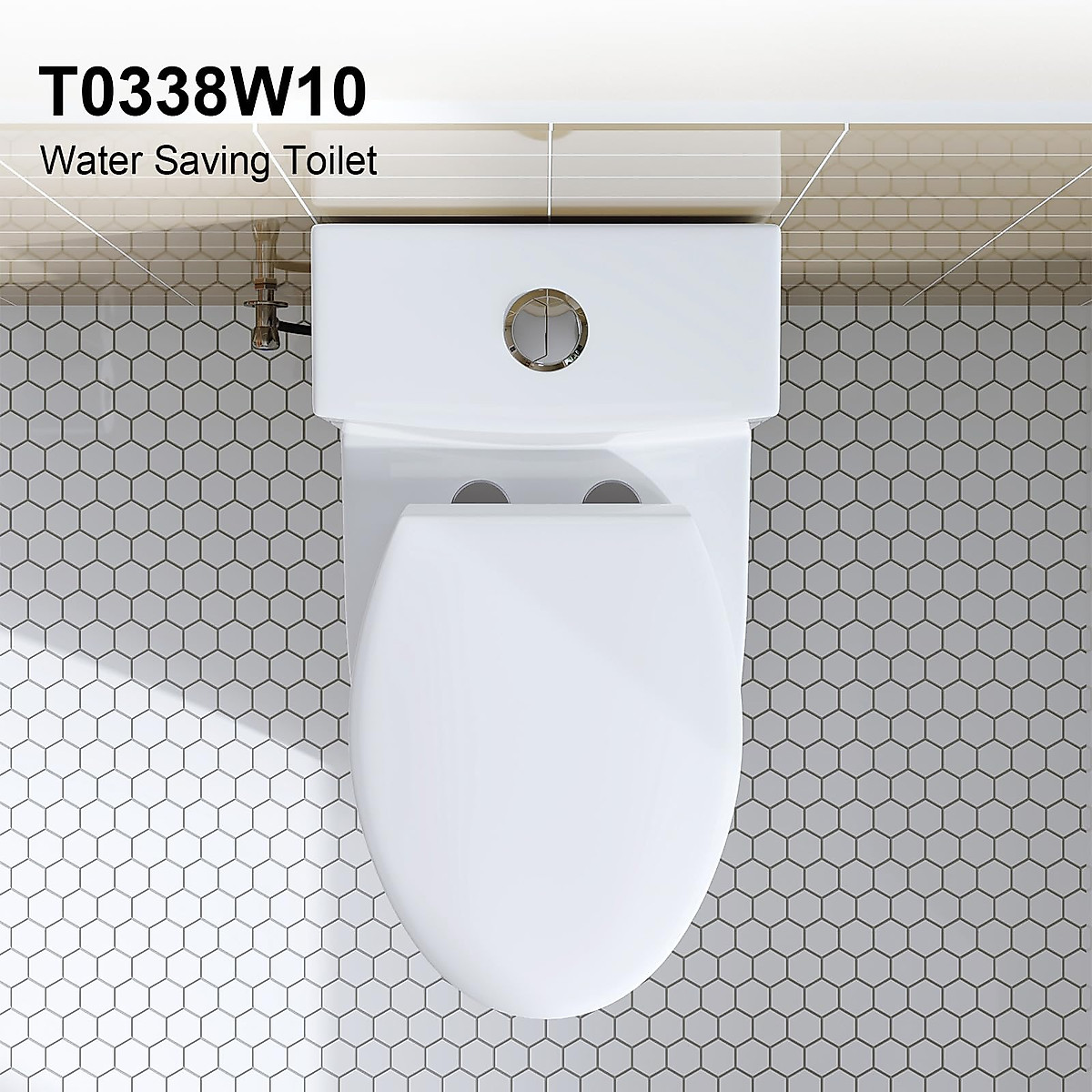 HOROW T0338W One Piece Toilet 10" Rough-in, Elongated Toilet with Comfortable Seat Height, ADA Chair Height 17.3", Dual Flush 0.8/1.28 GPF & MAP 1000g, Standard White Toilet Bowl, Space Saver Design