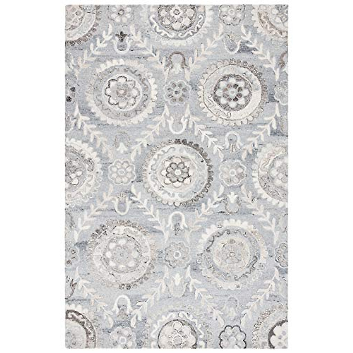Safavieh Suzani Collection 2' x 3' Grey SZN334F Handmade Boho Wool Area Rug