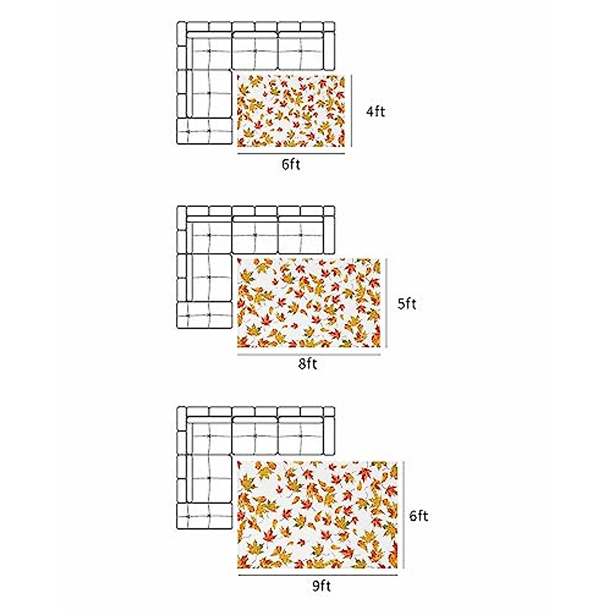 Fall Maple Leaf Outdoor Area Rug 4'x6',Patio Balcony Porch Front Door Camping Camper Deck Runner Rug,Washable Carpet Indoor Living Room/Kitchen,Hallway Floor Mat Thanksgiving Autumn Orange Leaves