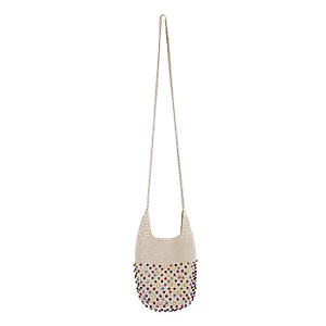 The Sak 121 Crossbody Bag in Crochet, Single Crossbody Strap, Ecru Multi Beads