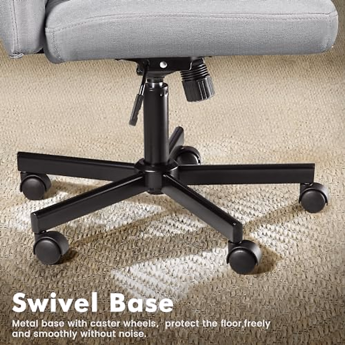 LEMBERI Criss Cross Chair with Wheels, Armless Wide Cross Legged Office Chair, Mid Back Swivel Computer Task Vanity Chairs for Home, Make Up,Small Space, Bed Room,Grey