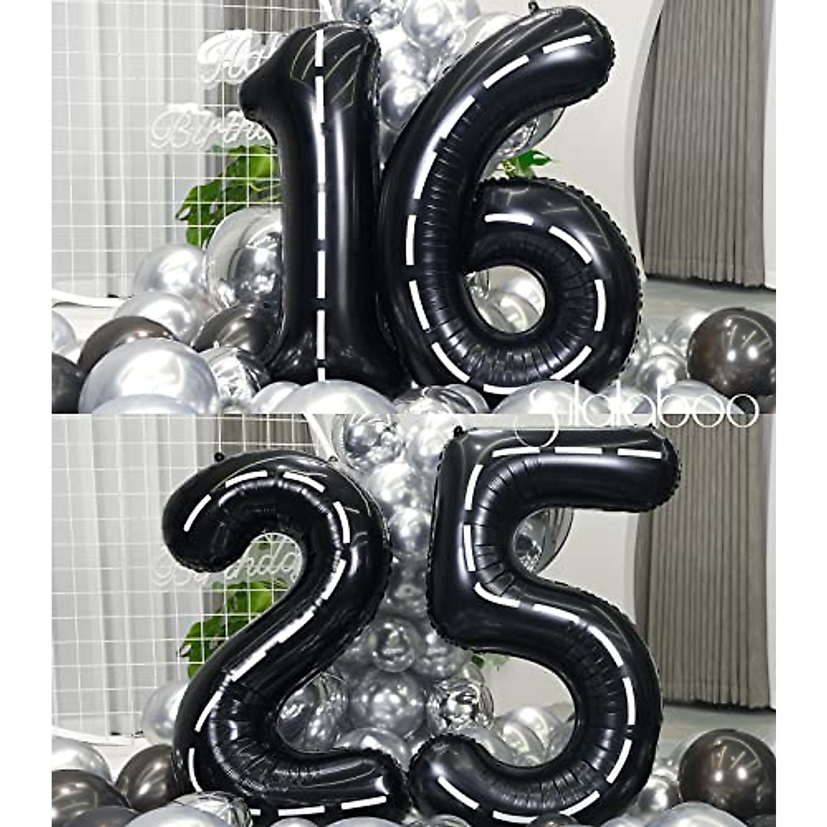SULALABOO 40 Inch Black 5 Balloon Number Large Helium Number Balloons 0-9 Giant Digital 5th Foil Mylar Big Party Balloon for Boy or Girl Birthday Party Anniversary Decorations