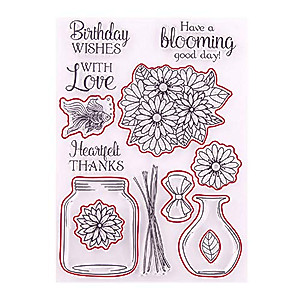 Stamps and Dies for Card Making, DIY Scrapbooking Arts Crafts Stamping, Metal Cutting Dies Stamps Arts Supplies, Clear Silicone Stamps for Gifts Vase