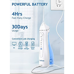 Water Dental Flosser Cordless for Teeth Cleaning - 4 Modes Oral Irrigator Braces Flossers Cleaner, Rechargeable Portable IPX7 Waterproof Powerful Battery for Travel Home