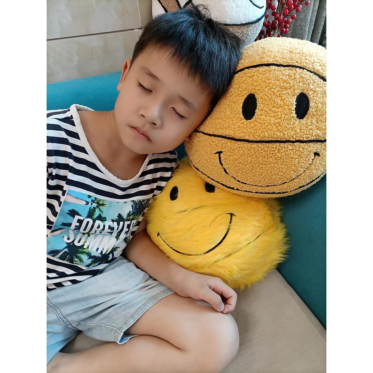 bLwhzfi 11 inch Simple Like-Smile Face Basketball Like-Smile Face Pillow Plush Throw Pillow Gift Home Funny Expression Children's Room Decoration (Cashmere - Yellow)……