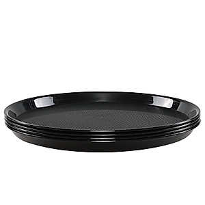 Pekky 4 Packs Plastic Round Serving Trays, Multi-Purpose Fast Food Trays, RE