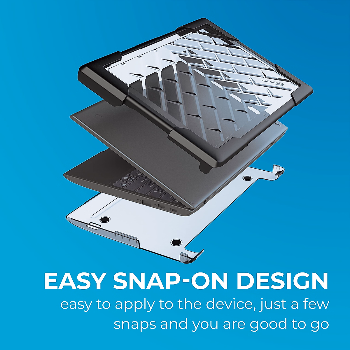 Gumdrop SlimTech Laptop Case Fits Lenovo 100e Chromebook 1st | 2nd Gen Designed for K-12 Students Teachers and Classrooms – Drop Tested Rugged Shockproof Bumpers for Reliable Device Protection – Black