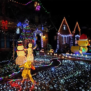 QITONG 2 Pack White Solar Christmas Lights, Each 66ft 200LED Solar String Lights Outdoor Waterproof, 8 Modes White Solar Lights for Outside Tree Yard Garden Christmas Decorations (Cool White)