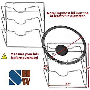 2 Pack - Simple Houseware Cabinet Door/Wall Mount Pot Lid Organizer Rack, Chrome