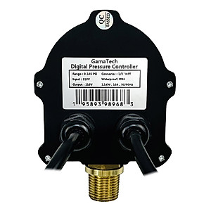 GamaTech Pressure Switch for Water Pump and Air Pump, Digital Adjustable Pressure Controller, 110V, 0-145 Psi, 1/2" Male Npt