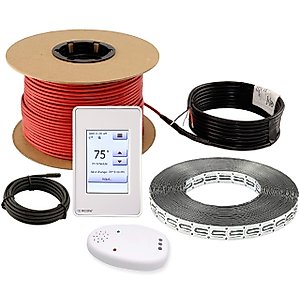 LuxHeat Floor Heating Cable Set 200 Sqft - 240v Electric Radiant Floor Heating System Under Tile. Set Includes, Floor Heating Cable, Strapping, UDG4 OJ Microline Programmable Thermostat with GFCI