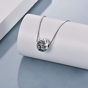 ONEFINITY Sterling Silver Tree of Life Urn Necklace for Ashes Round Family Tree Pendant Cremation Jewelry for Ashes of Loved Ones Keepsake