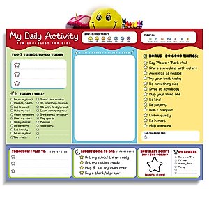 Goody Farm Daily Notepad Planner Checklist Pad - Child Habit Manner Chore Skill Kid To Do