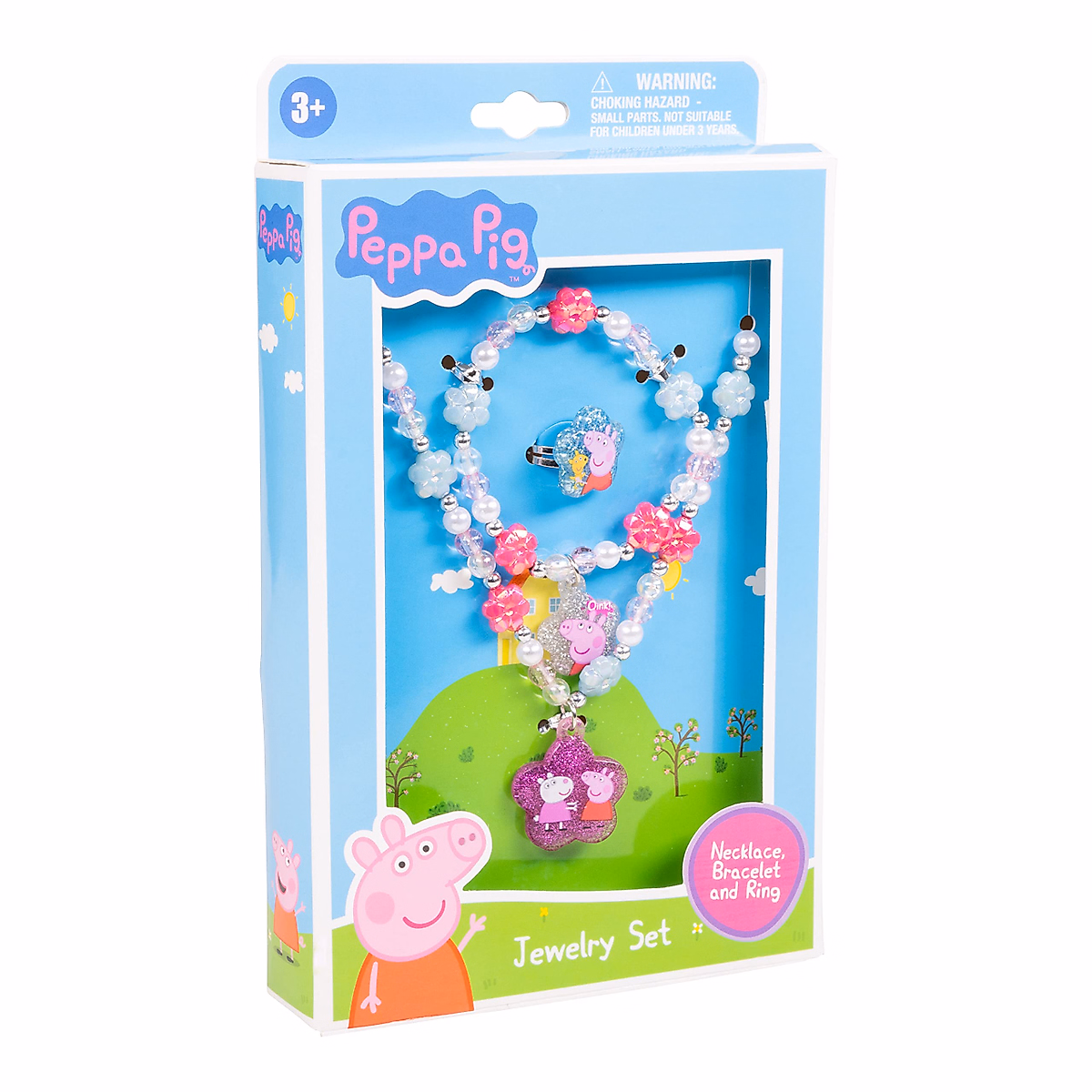 LUV HER Girls Jewelry Set - Dress Up 3 Piece Toy Jewelry Box Set with Bead Necklace, Bracelet, and Ring - Peppa Pig Play Accessories - Ages 3+
