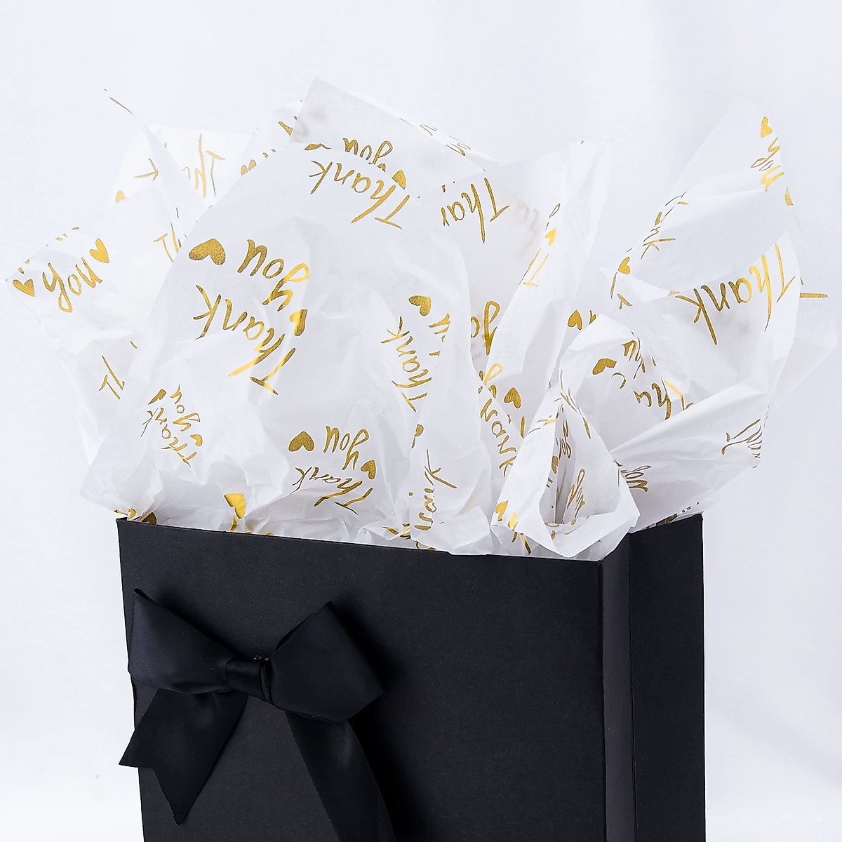 MR FIVE 30 Sheets White with Gold Thank You Tissue Paper Bulk,20" x 28",Thank You Tissue Paper for Packaging,Gift Bags,Gold Gift Wrapping Tissue for Graduation,Birthday,Thanksgiving