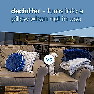 Portable Travel Pillow Blanket - Throw Pillow Converts to Blanket - 2 in 1 Combo, Soft, Fleece and Space Saving, for Home, Car Travel, Air Travel, Picnics, Hotel, Camping and Backpacking