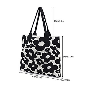ENBEI Women's tote bags aesthetic Shoulder Handbags Hand crocheted Bags large Shoulder Shopping Bag large satchel cute Bag （flowers）