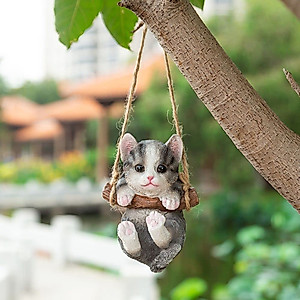 HomeSoGood 3D Garden Cat Ornaments Resin Kitten Simulation Model Statue Pendant Animal Figurine Car Interior Hanging Decor(Grey)
